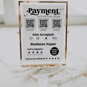 Retro Scan to Pay Sign Template, QR Code Sign, Printable Payment Sign ...