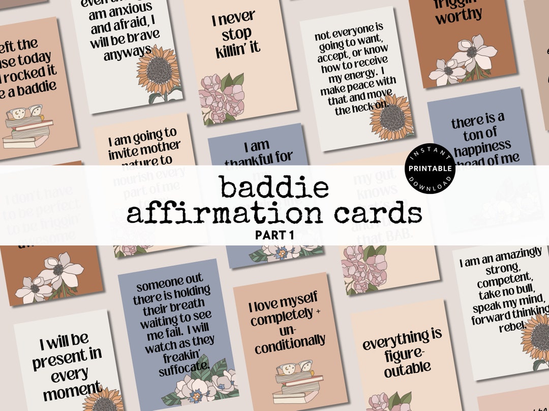 Printable Baddie Affirmation Cards, Motivational Affirmation Deck ...