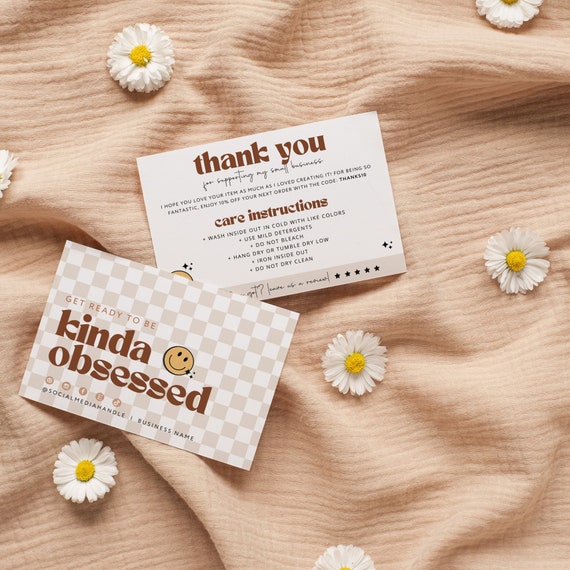 Retro Care Instructions Template Business Thank You Template - Etsy