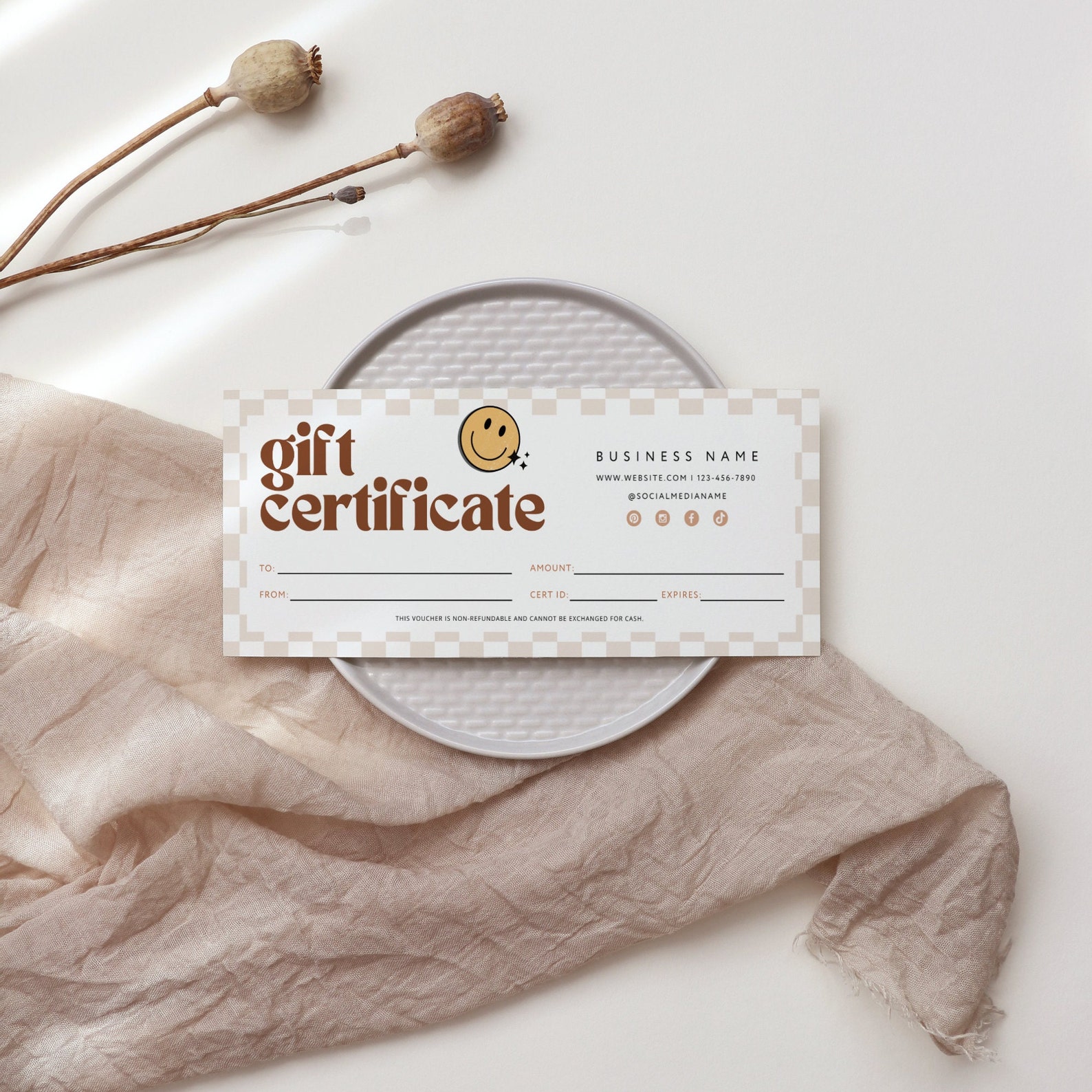 Retro Gift Certificate Template DIY Printable Gift Voucher - Etsy