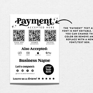 Retro Scan to Pay Sign Template, QR Code Sign, Printable Payment Sign ...