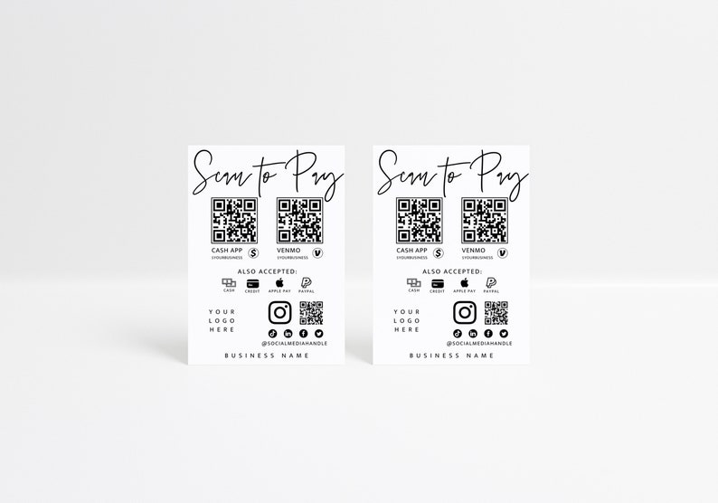 QR Code Sign Template Printable Payment Sign Scan to Pay - Etsy