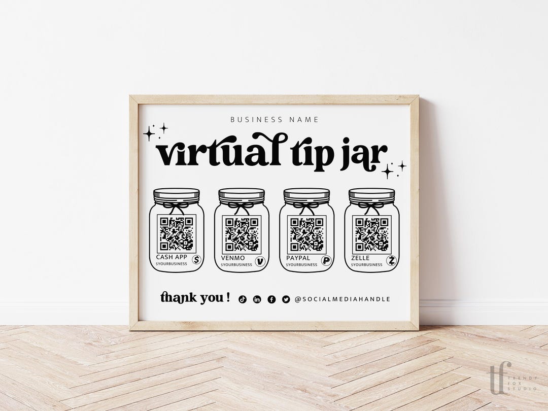 Jarra de punta virtual imprimible Signo de pago Venmo Cashapp ...