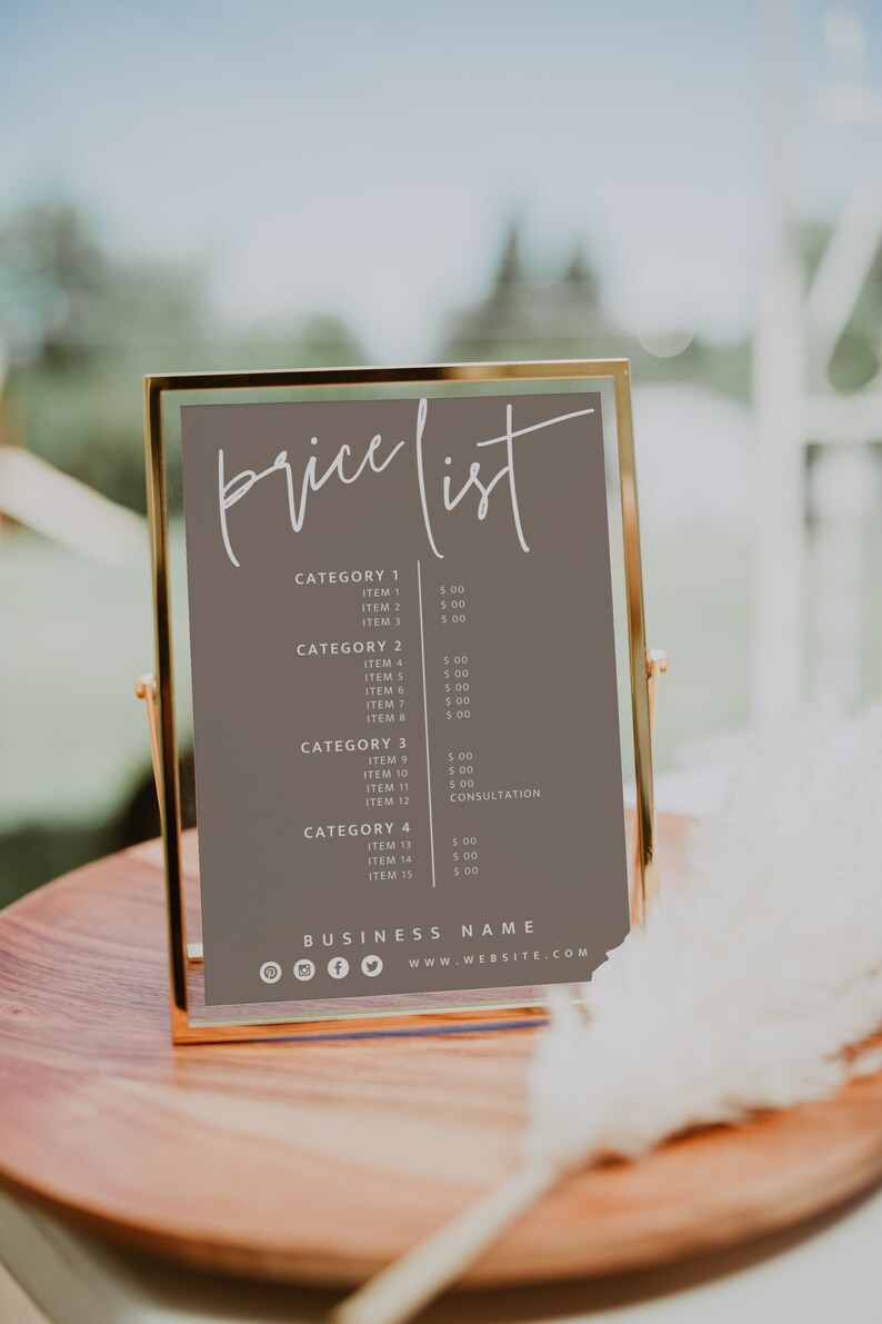DIY Printable Price List Template Editable Price Sheet | Etsy