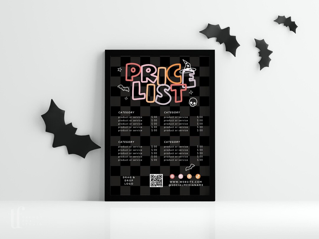 Pastel Halloween Price List Canva Template, Printable Payment Sign ...