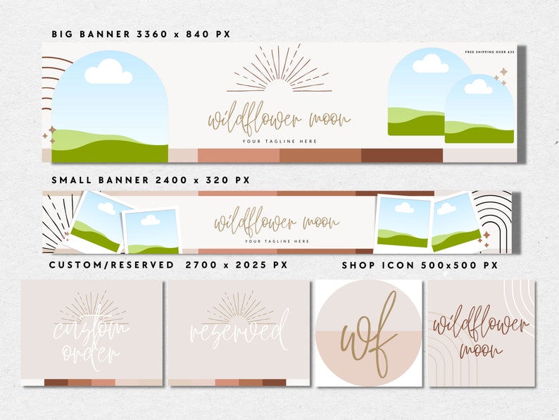 Boho Etsy Banner Canva Template Etsy Store Branding Editable - Etsy