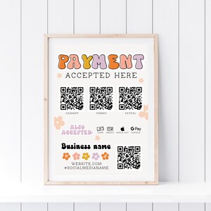 Retro Scan to Pay Sign Template, QR Code Sign, Printable Payment Sign ...