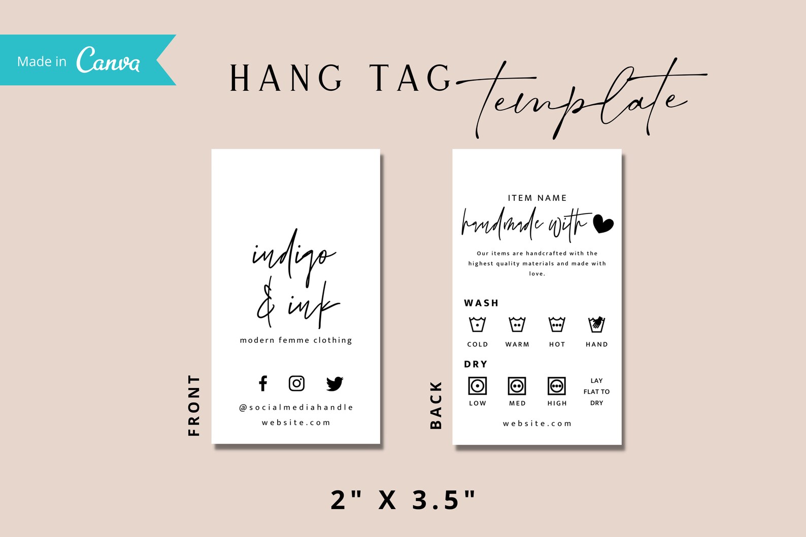 Editable Washing Instructions Tag Printable Hang Tag - Etsy