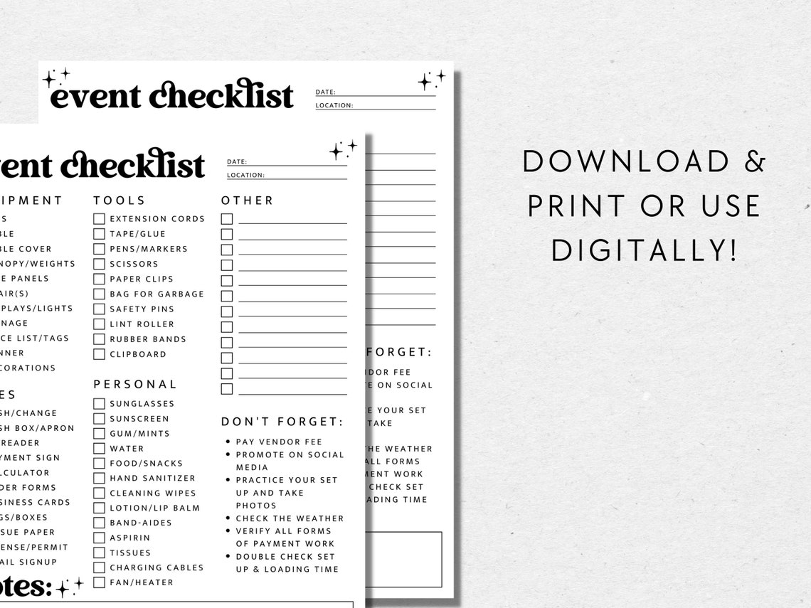 Pop-up Shop Checklist Vendor Event Planner Craft Show - Etsy
