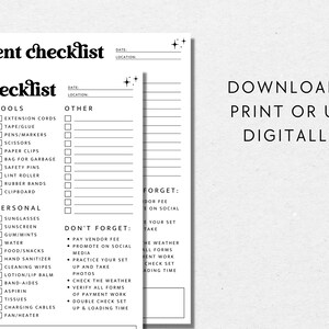 Pop-up Shop Checklist Vendor Event Planner Craft Show - Etsy