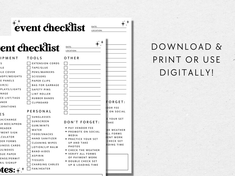 Pop-up Shop Checklist Vendor Event Planner Craft Show - Etsy