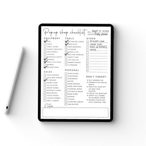 Pop-up Shop Checklist Vendor Event Planner Craft Show - Etsy