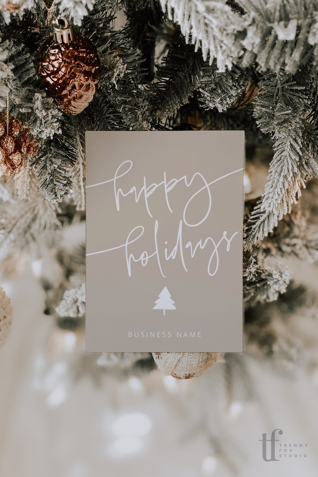 Boho Christmas Business Thank You Card Canva Template, Holiday ...