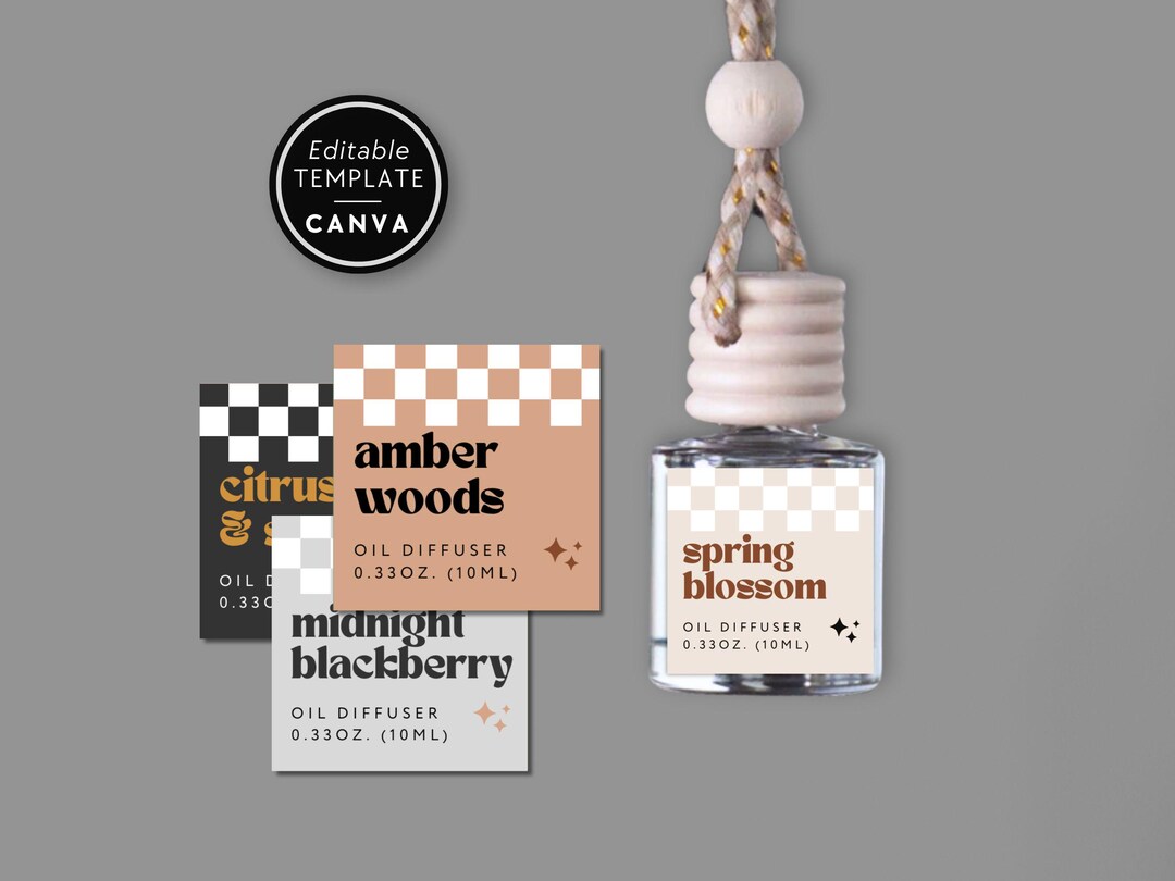 Car Diffuser Label Template Canva, Editable Product Label Template, DIY ...