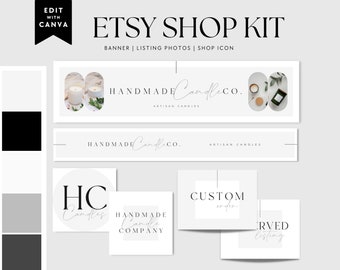 Modern Etsy Shop Graphic Bundle Kit, Marble Etsy Shop Banner Template ...