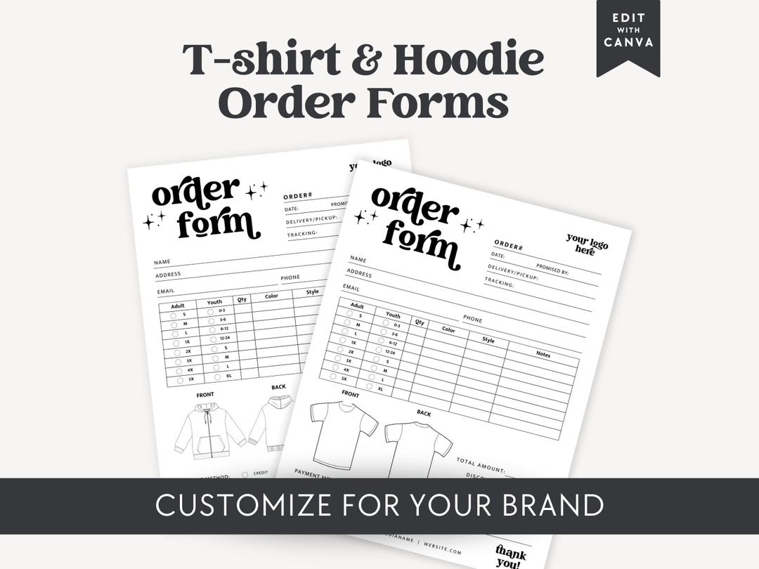 Editable T-shirt & Hoodie Order Form Canva Template, Retro Small ...