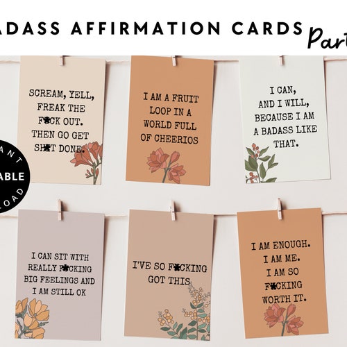 Sweary Affirmation Cards Sassy Affirmations Badass - Etsy Australia