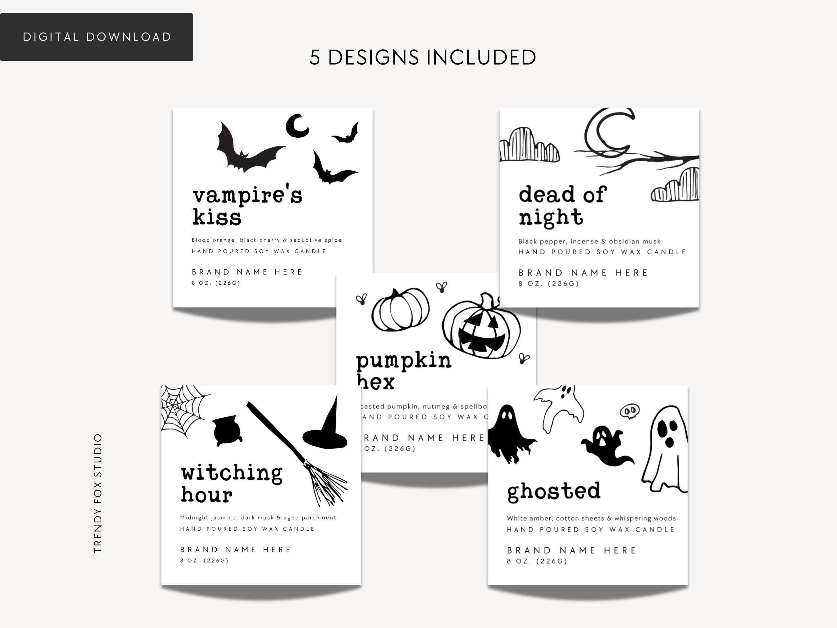 Halloween Candle Label Canva Template – Editable Spooky Ghost Design ...