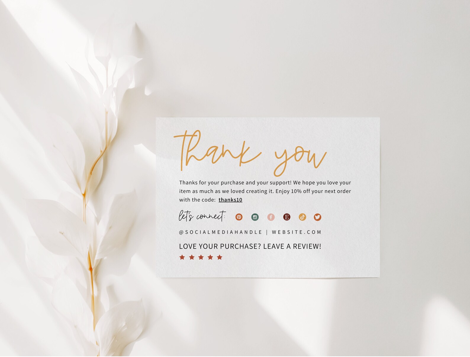 Business Thank You Card Template Editable Small Business - Etsy