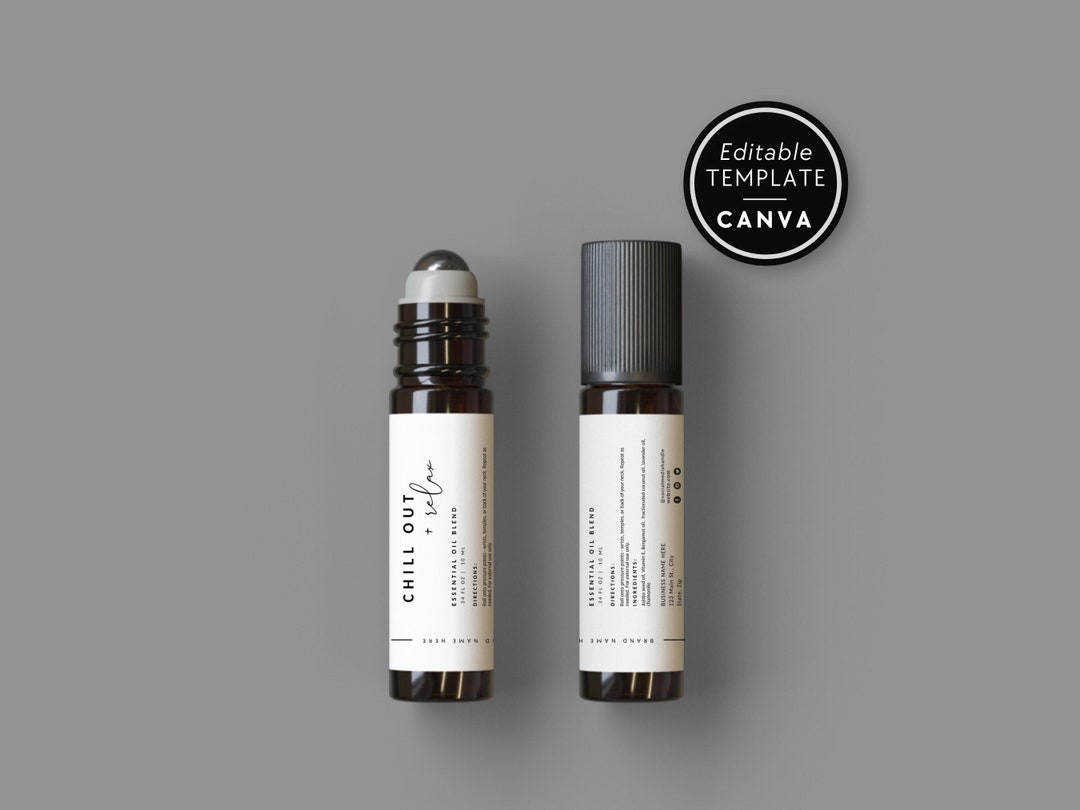 Essential Oil Label Template, Roller Bottle Label Editable, Oil Roller ...
