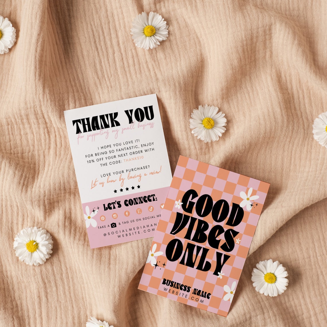 Retro Thank You Card Canva Template Editable Business Thank - Etsy