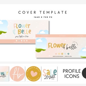 Rainbow Facebook Cover Template, Pastel Facebook Banner, Facebook Icon ...