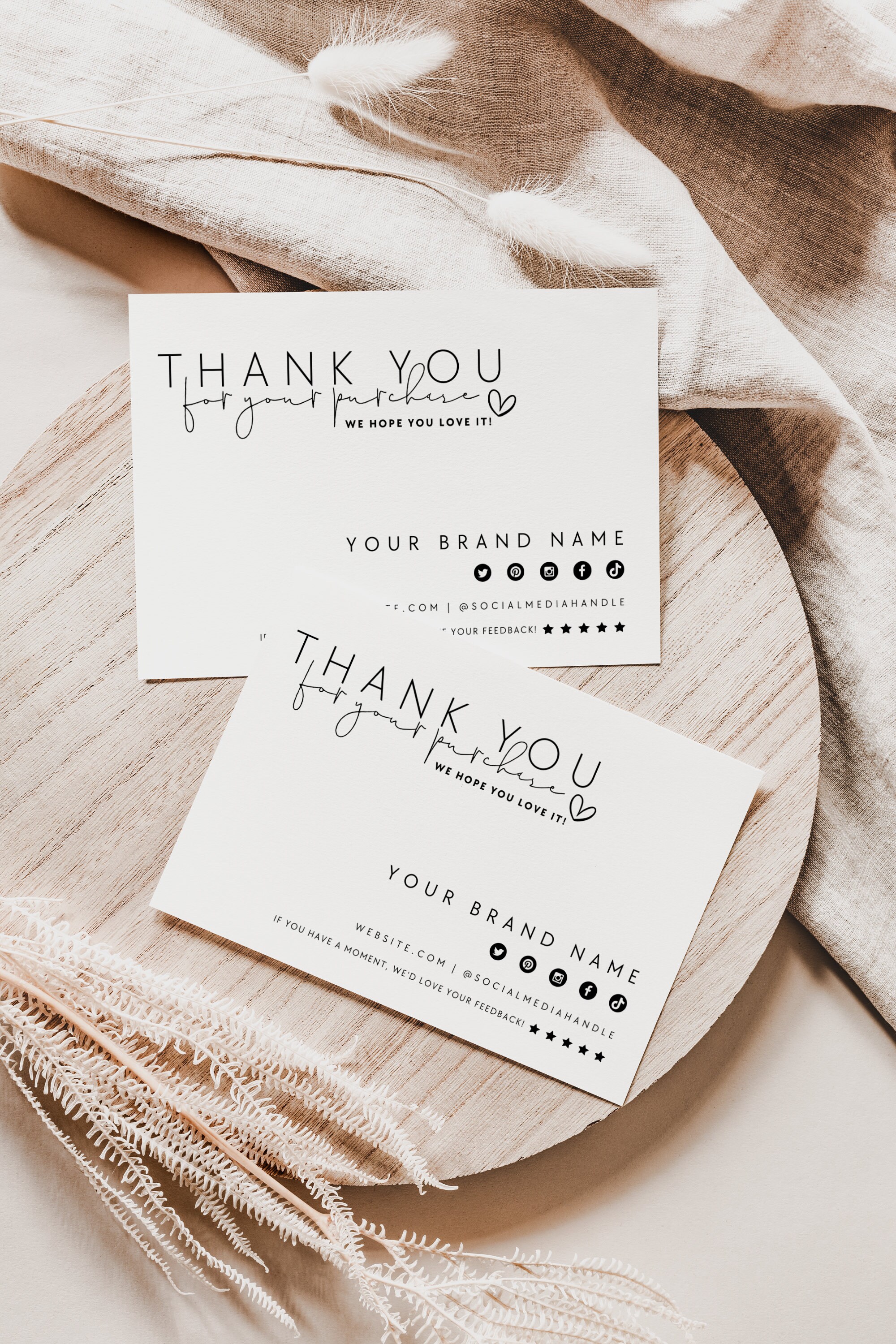 Minimal Business Thank You Card Template Modern Editable - Etsy