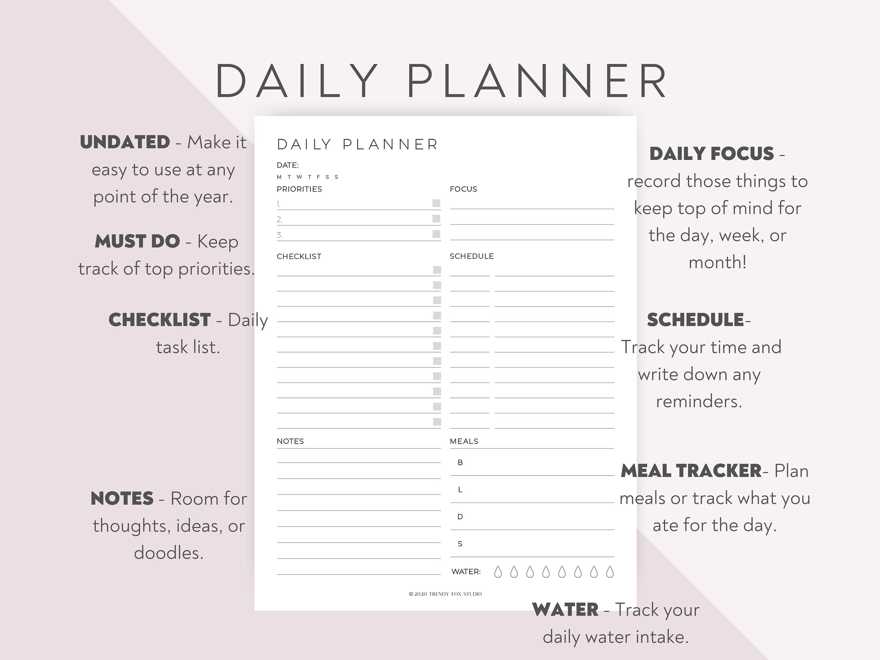 Daily Planner Editable Printable Daily to Do List Day Planner | Etsy