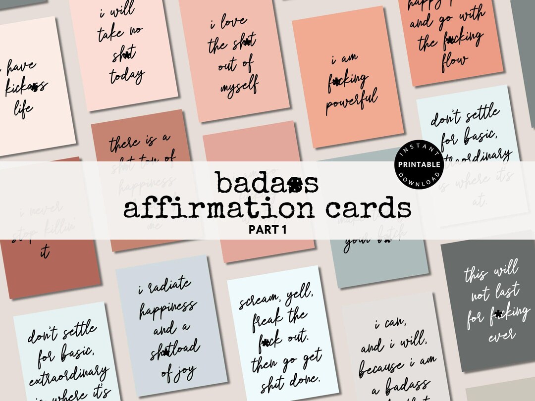 Printable Badass Affirmation Cards Sweary Affirmation Deck Motivational ...