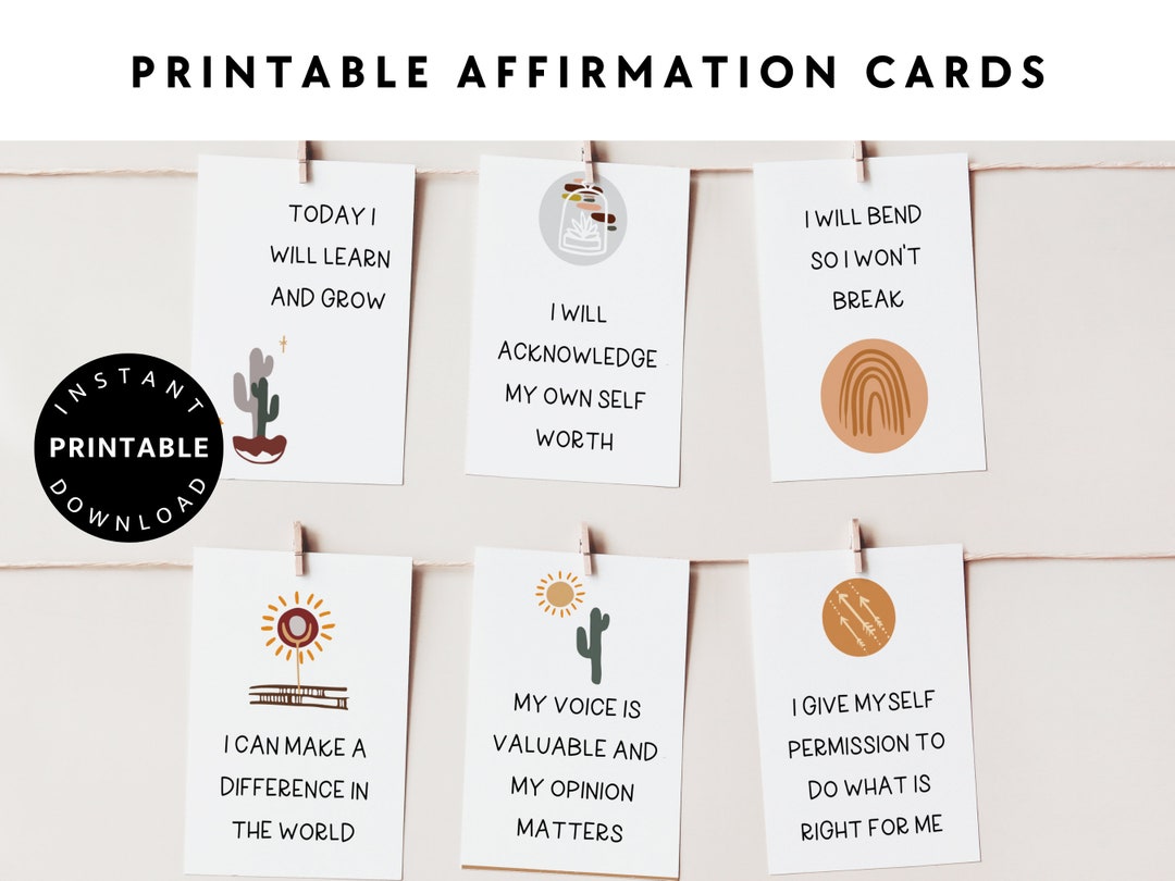 Printable Boho Affirmation Cards Affirmation Deck - Etsy