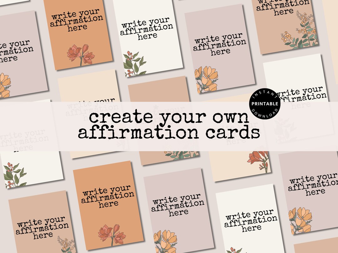Printable Affirmation Card Blanks Add Your Own Affirmations Editable
