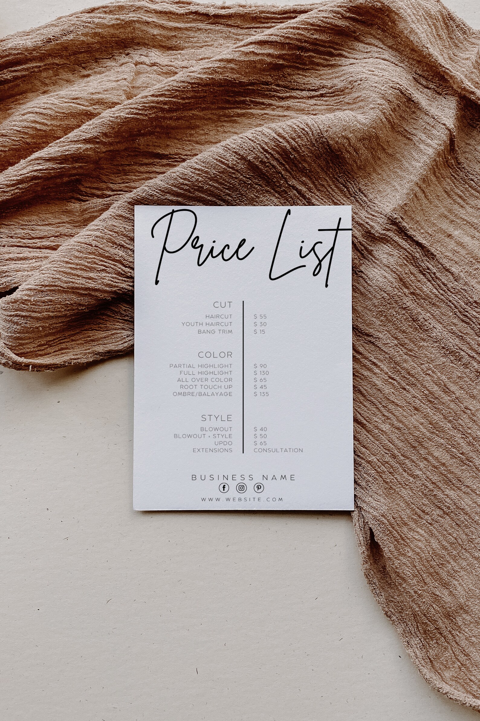 Price List Template Editable DIY Price Sheet Boho Pricing - Etsy