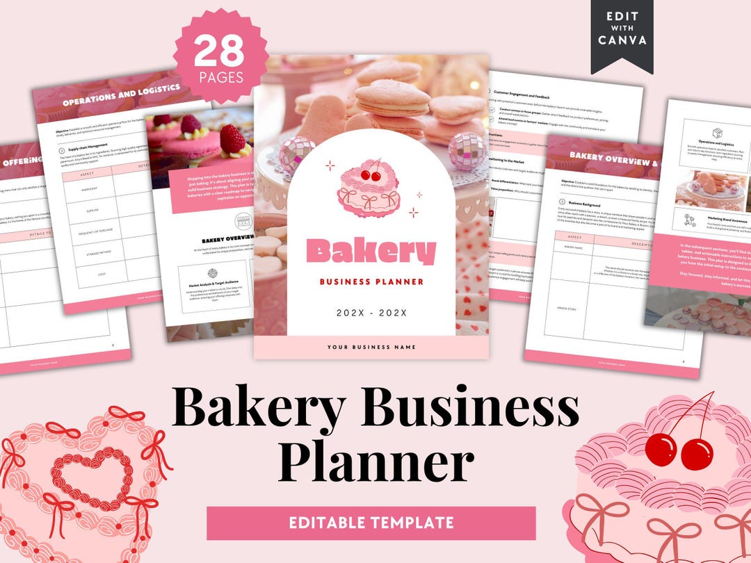 Bakery Business Planner Canva Template, Bakery Startup Plan, Editable ...