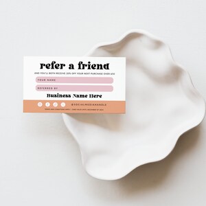 Retro Refer A Friend Business Card Template Canva, Printable Referral ...