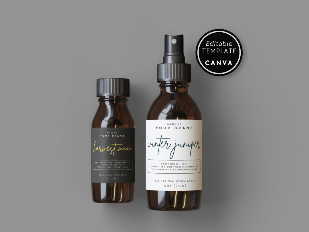Room Spray Label Template, Editable Product Label Template, 2x2 3x2 DIY ...