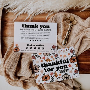 Retro Fall Business Thank You Card Template, Editable Small Business ...