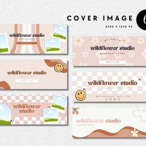 Retro Daisy Facebook Cover Canva Template, Groovy Facebook Banner ...