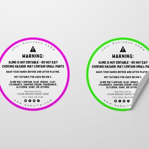 Round Slime Warning Label Template Editable Slime | Etsy Canada