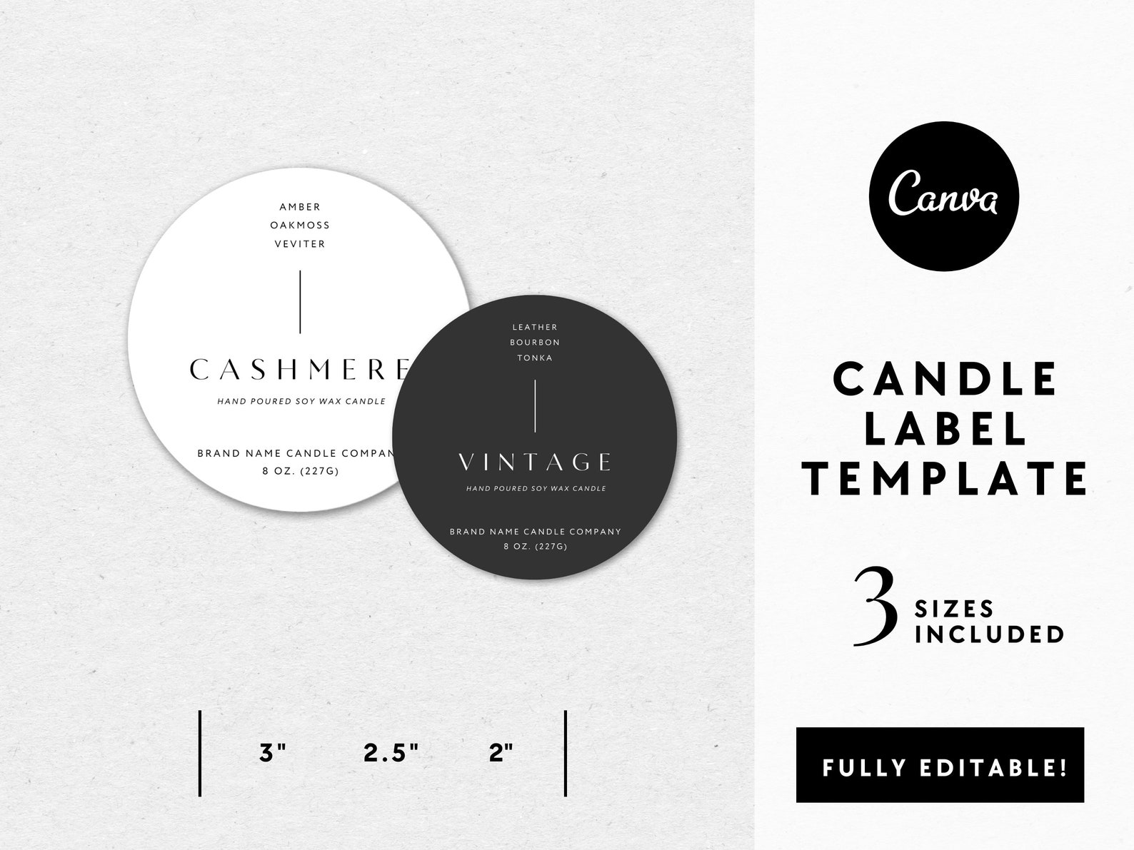 Round Candle Label Template Editable Candle Lid Sticker - Etsy