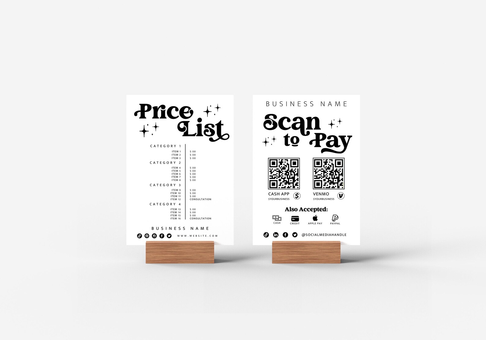 Retro Scan to Pay Sign & Price List Template QR Code Sign - Etsy