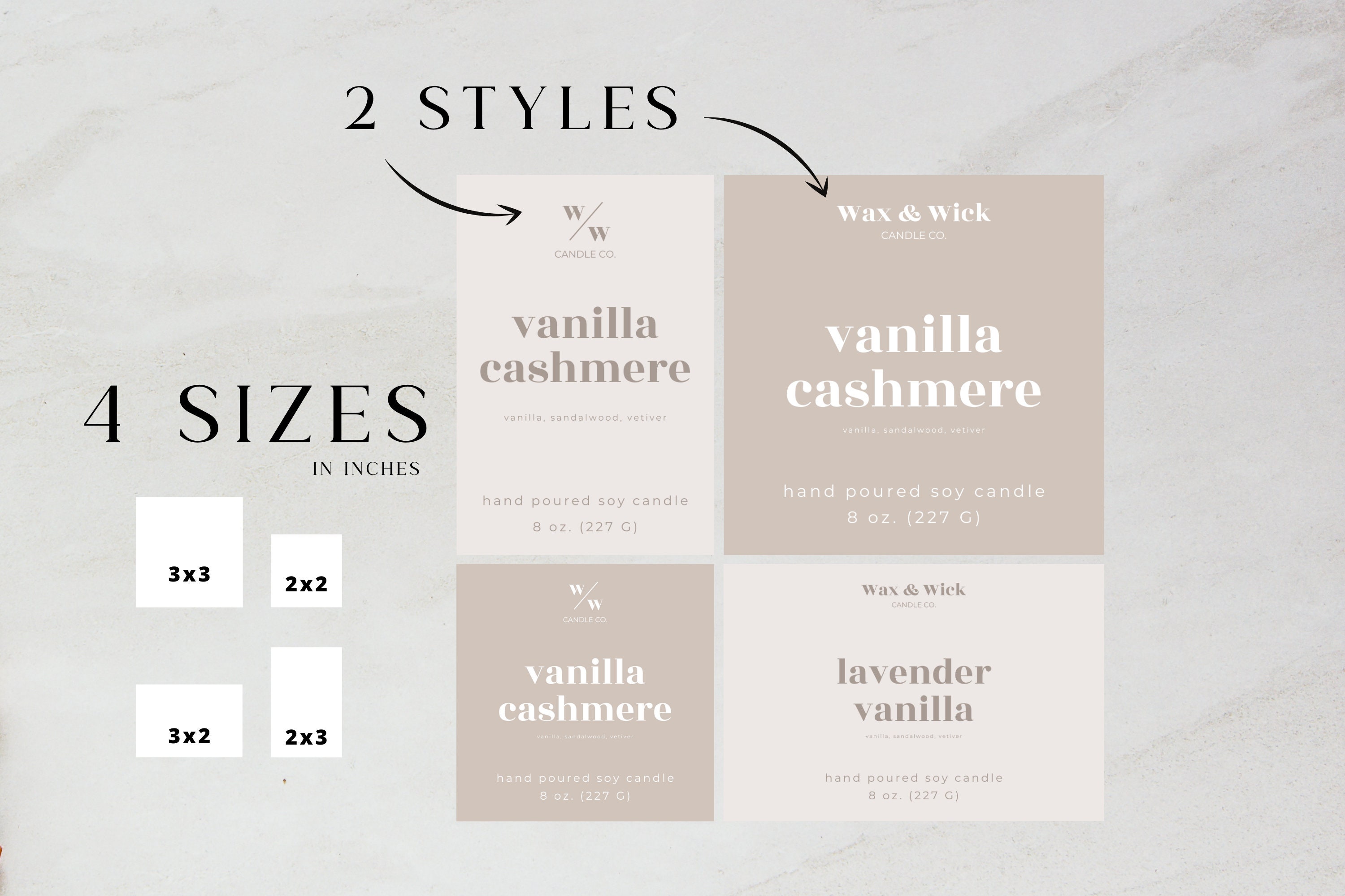 Candle Label With Matching Candle Care Card Canva Template, Neutral ...