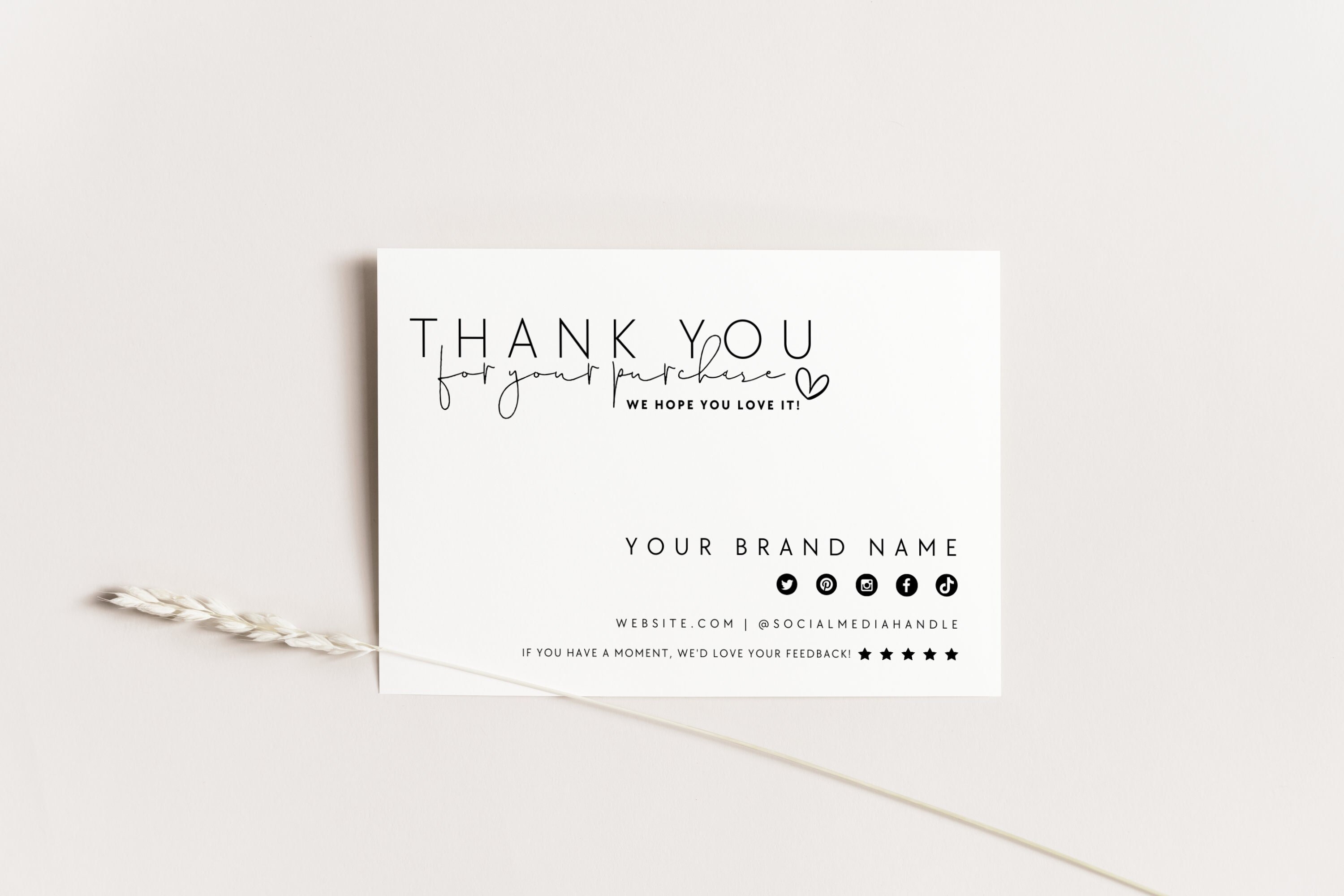 Minimal Business Thank You Card Template Modern Editable - Etsy