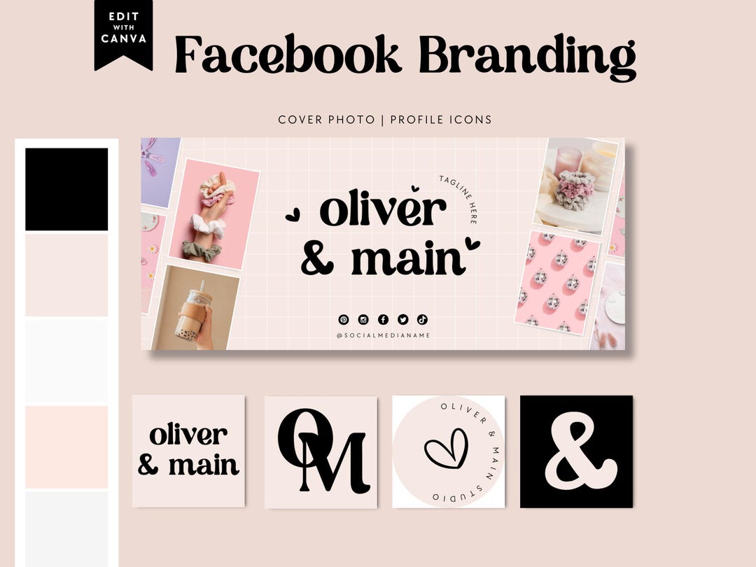 Retro Facebook Cover Template, Neutral Facebook Banner, Facebook Icon ...