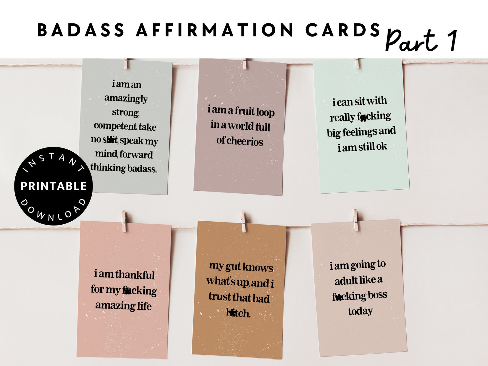 Printable Badass Affirmation Cards Sweary Affirmation Deck - Etsy