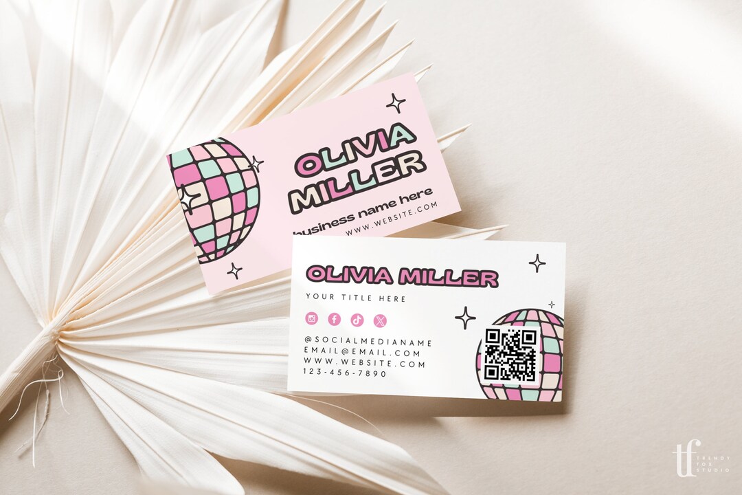 Disco Business Card Canva Template QR Code, Instant Download, Printable ...