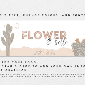 Western Facebook Cover Canva Template, Cactus Facebook Banner, Facebook ...