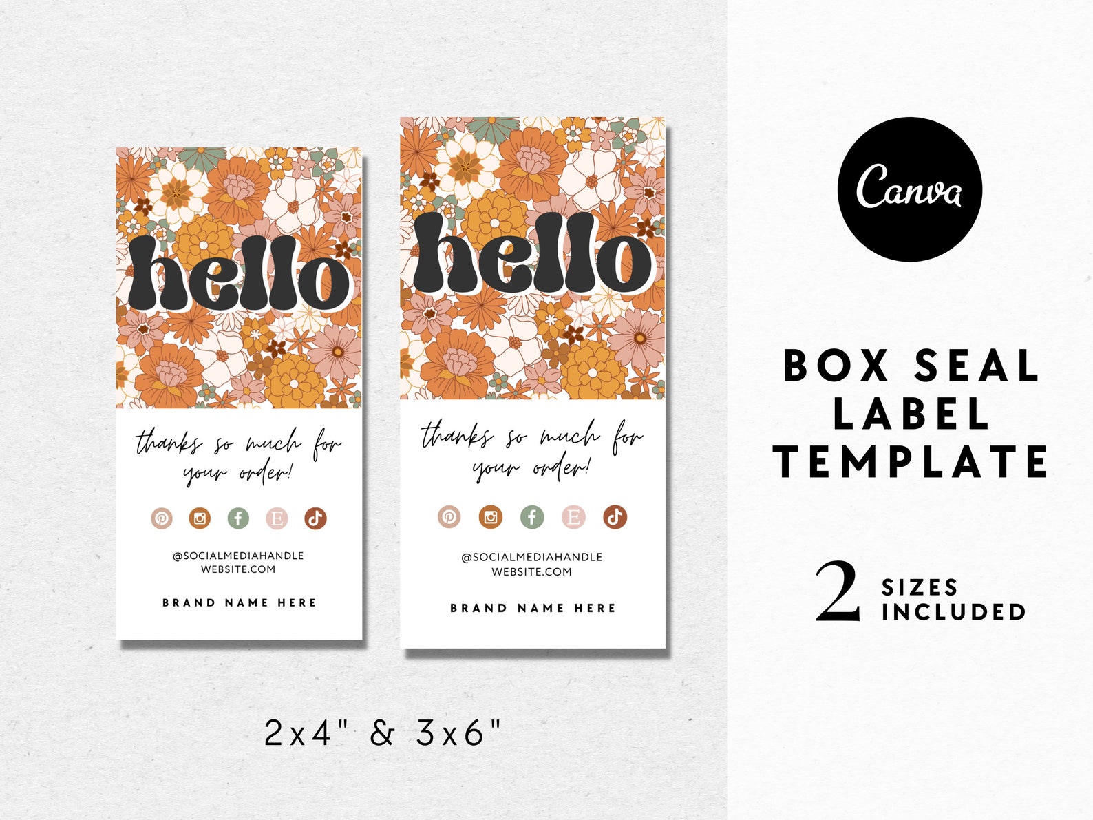 Retro Box Label Template Editable Packaging Label Groovy - Etsy