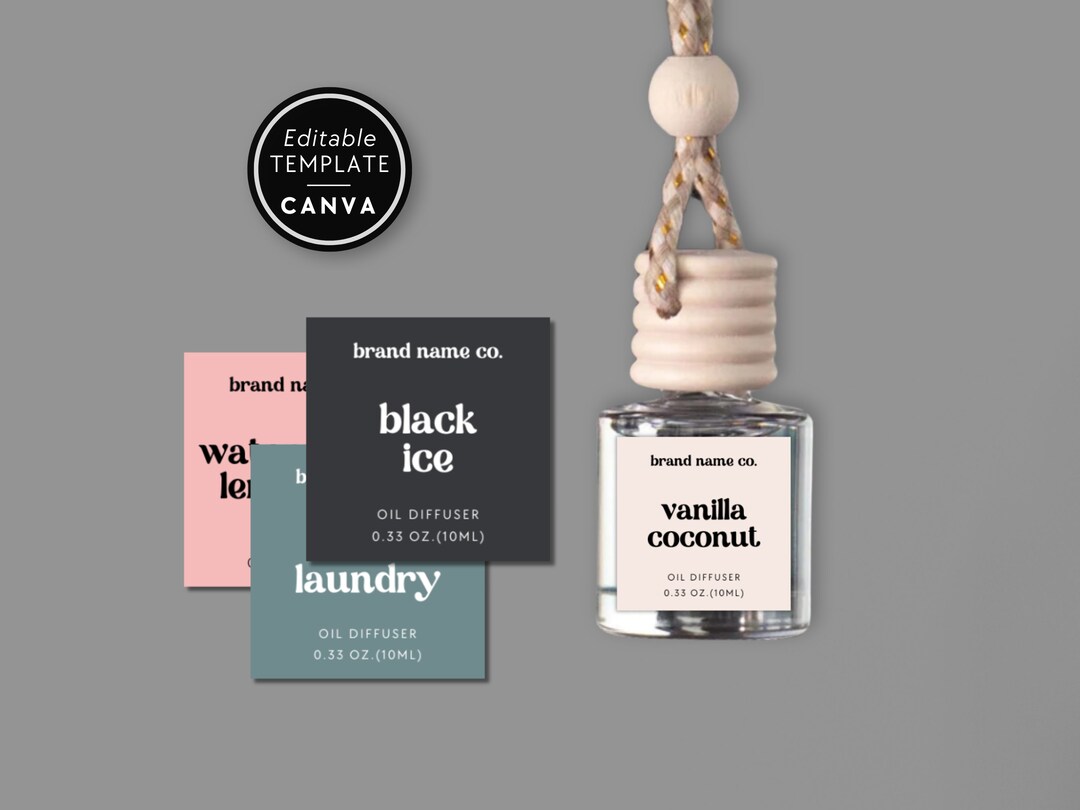 Car Diffuser Label Template Canva, Editable Product Label Template, DIY ...