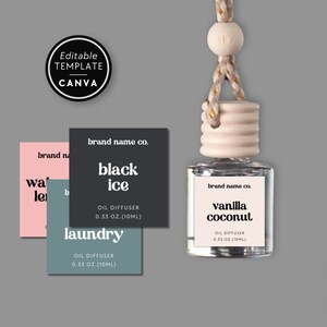 Car Diffuser Label Template Canva, Editable Product Label Template, DIY ...