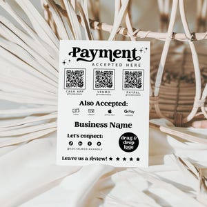 Retro Scan to Pay Sign Template, QR Code Sign, Printable Payment Sign ...